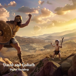 David and Goliath Digital Backdrop Biblical Setting Digital Background ...