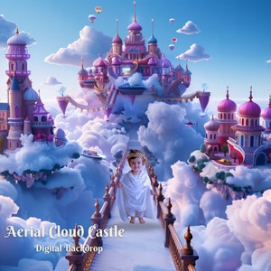 Aerial Cloud Castle Digital Backdrop Floating Castle in the Sky ...
