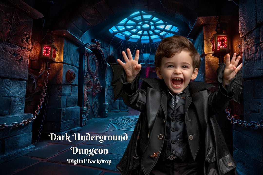 Dark Underground Dungeon Backdrop Underground Castle Digital Background for Halloween Images for ...