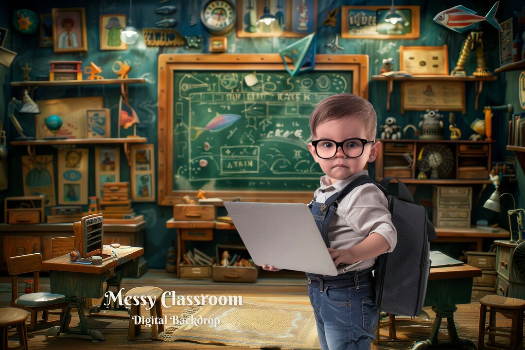 Messy Classroom Digital Backdrop Old Classroom Composite Overlay for ...