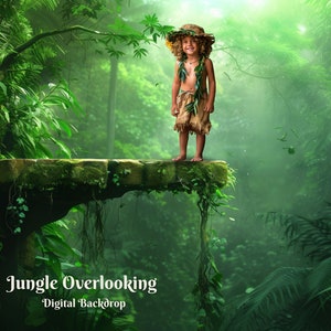 Jungle Cliff Digital Backdrop for Rock Formation Composite Images Lush Green Forest Digital ...