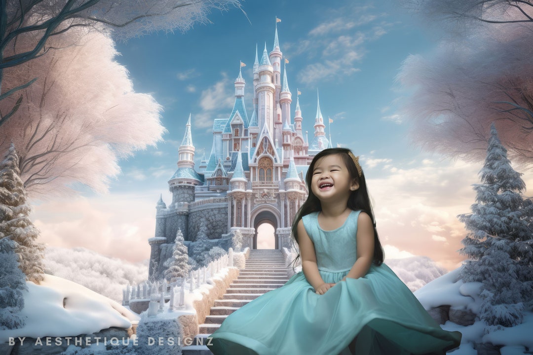 Blue Castle Digital Backdrop Princess Palace Photo Background Royal ...