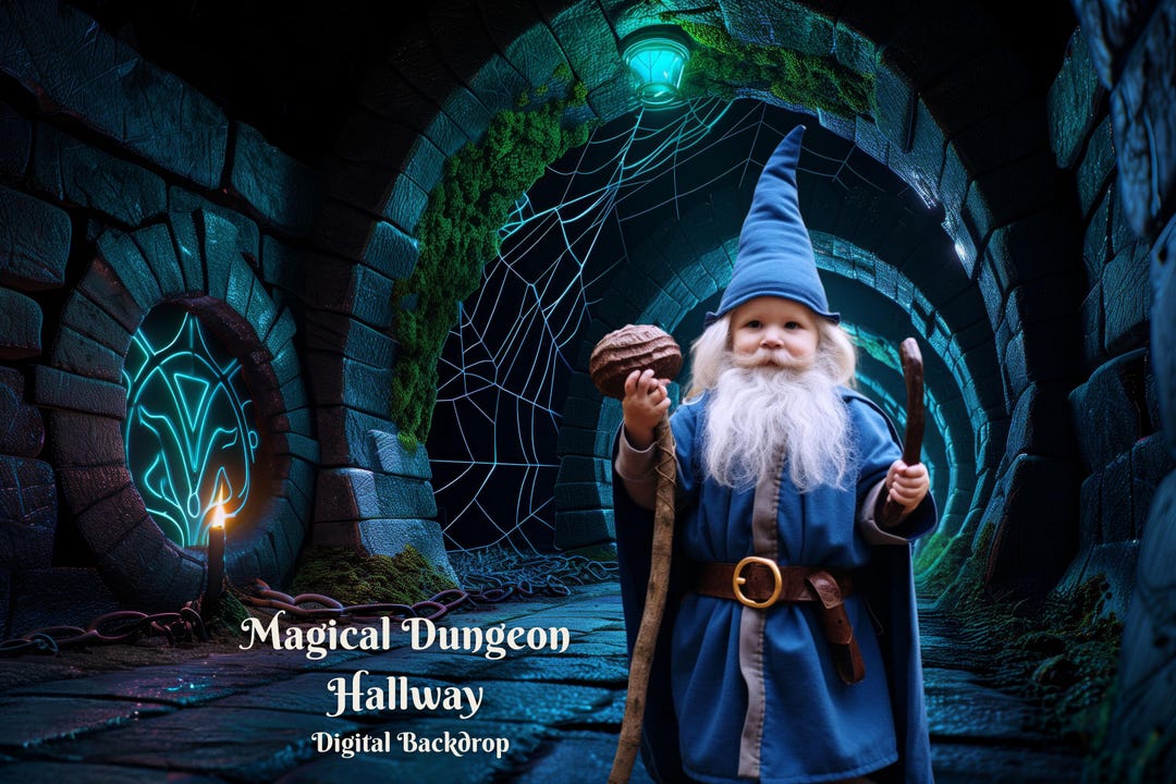 Magical Dungeon Hallway Digital Backdrop for Dungeon Boss Fight Room ...