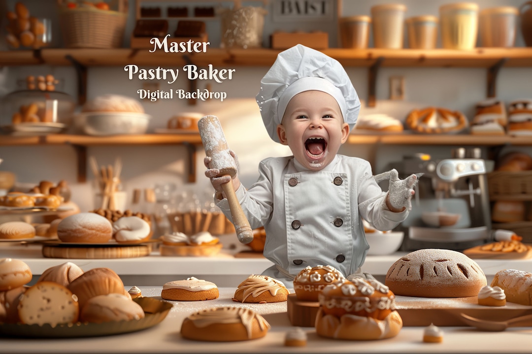 Master Pastry Baker Digital Backdrop Modern Bakery Photography ...