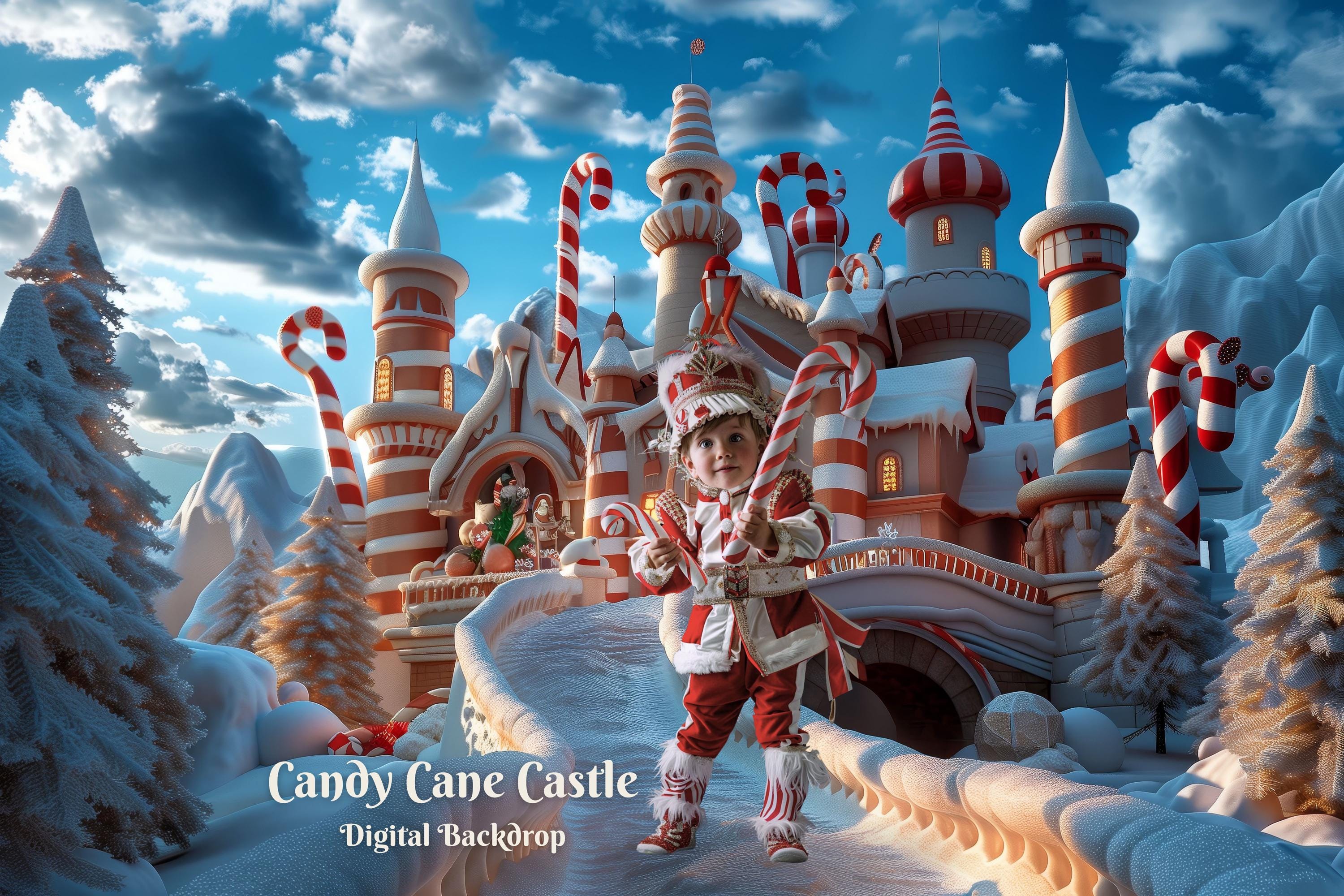 Candy Cane Castle Digital Backdrop Christmas Candy Palace Photography ...