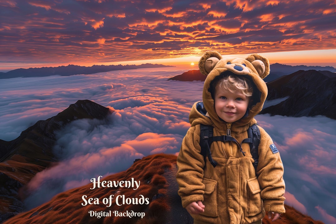 Heavenly Sea of Clouds Digital Backdrop for Reaching Success Composite ...