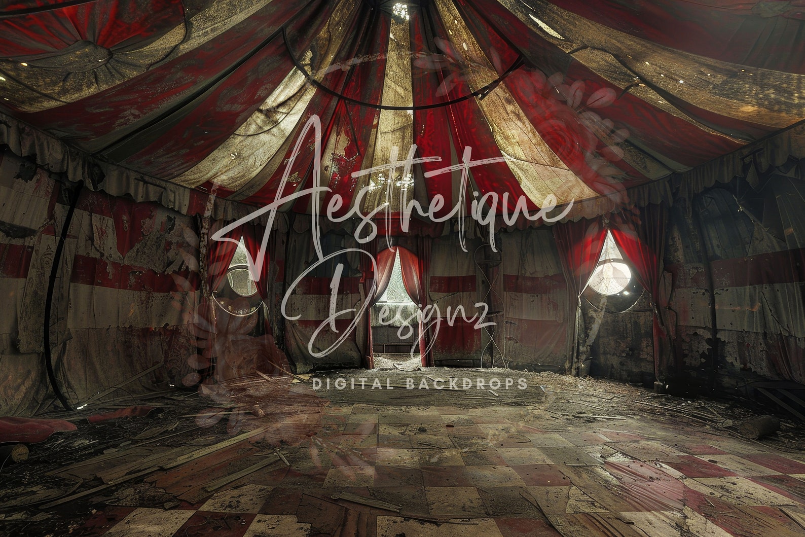 Creepy Circus Tent Digital Backdrop Old Desolate Circus Photo ...