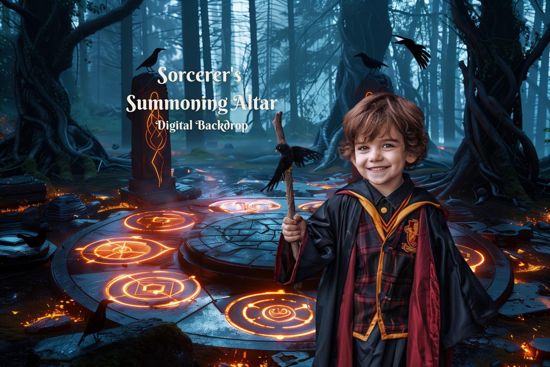 Sorcerer's Summoning Altar Digital Backdrop Wizard's Rune Marking ...