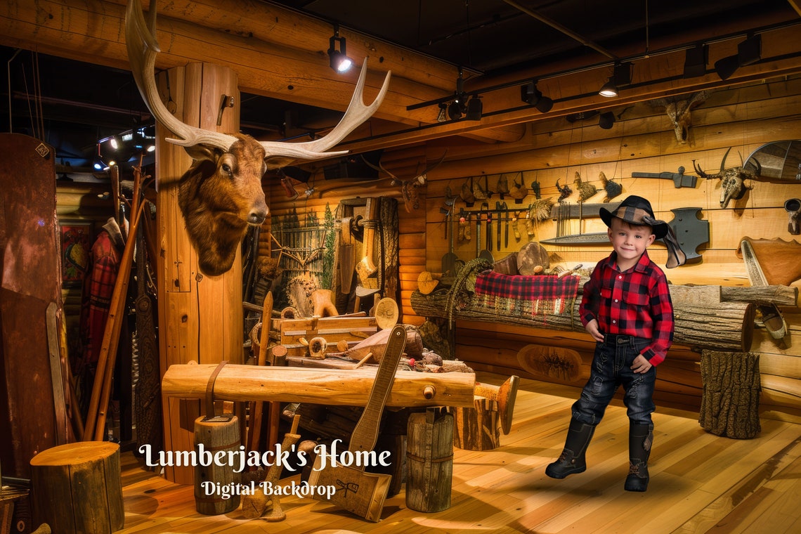 Lumberjack's Home Digital Backdrop Nature Lover Photography Background ...