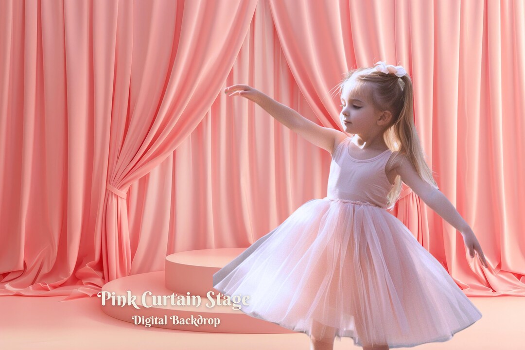 Pink Curtain Stage Digital Backdrop for Ballerina Stage Composite ...