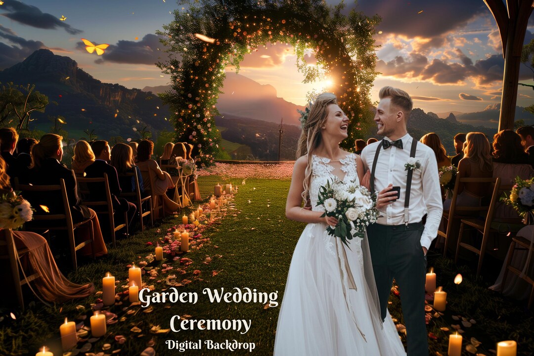 Garden Wedding Ceremony Digital Backdrop Nature Themed Wedding Digital ...