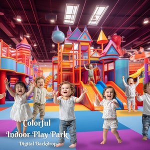 Colorful Indoor Play Park Digital Backdrop Mall Amusement Park Photo ...