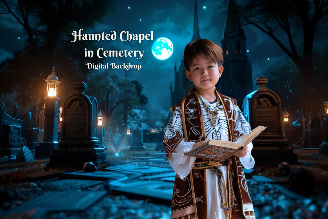 Haunted Chapel in Cemetery Digital Backdrop Halloween Photo Overlay ...