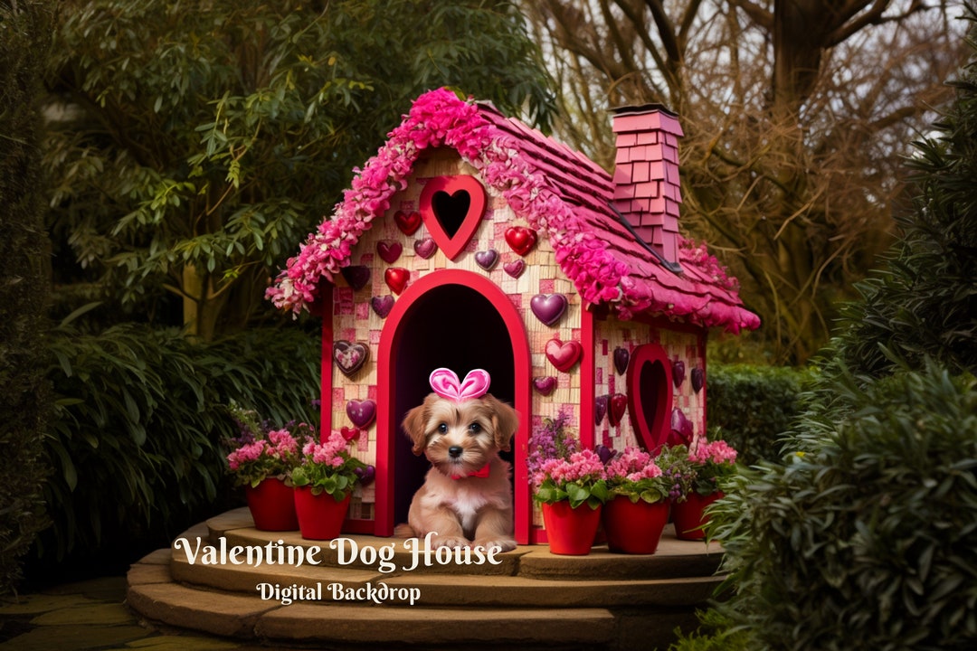 Valentine Dog House Digital Backdrop for Heart's Day Composite Images ...