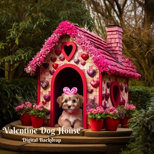 Valentine Dog House Digital Backdrop for Heart's Day Composite Images ...