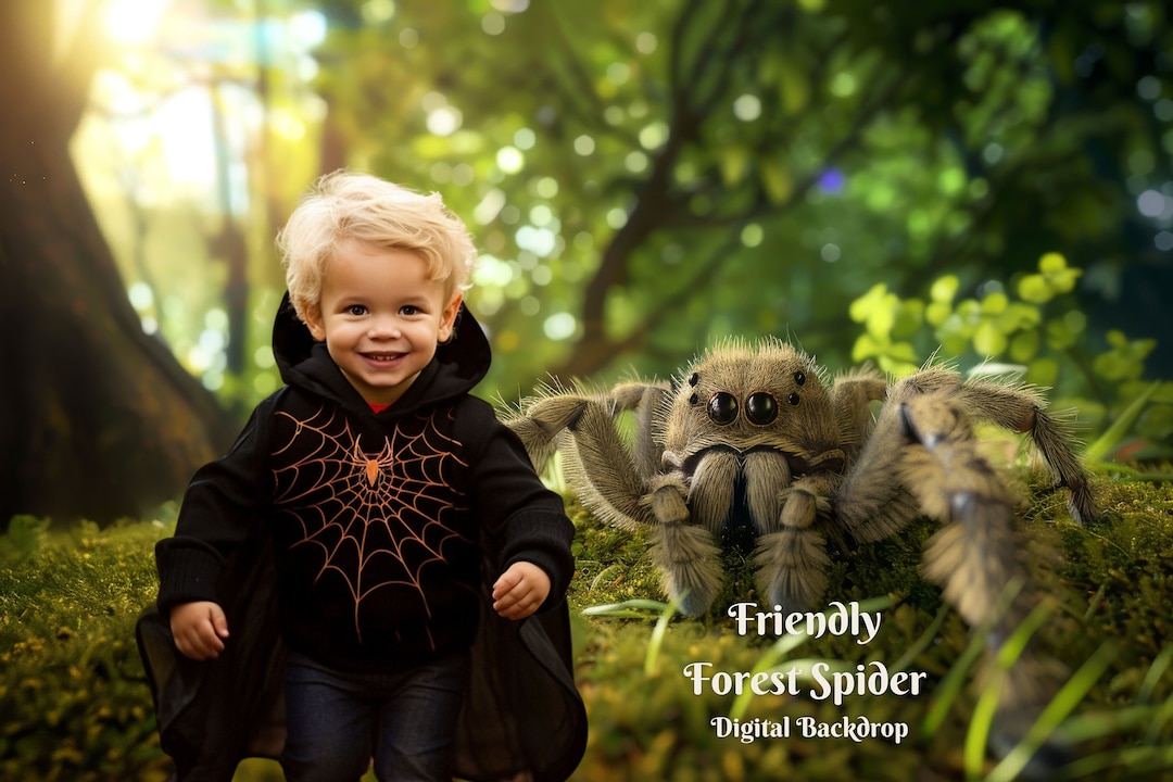 Friendly Forest Spider Digital Backdrop Baby Spider Digital Background ...