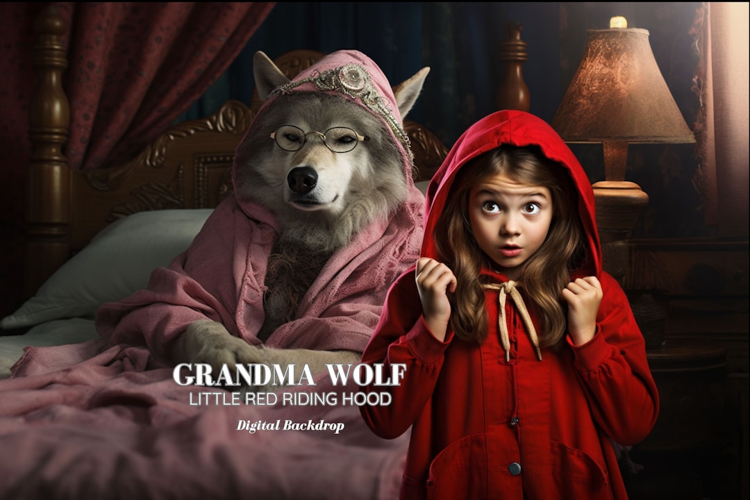 Grandmother Wolf Digital Backdrop Fairy Tale Digital Background for Fun ...