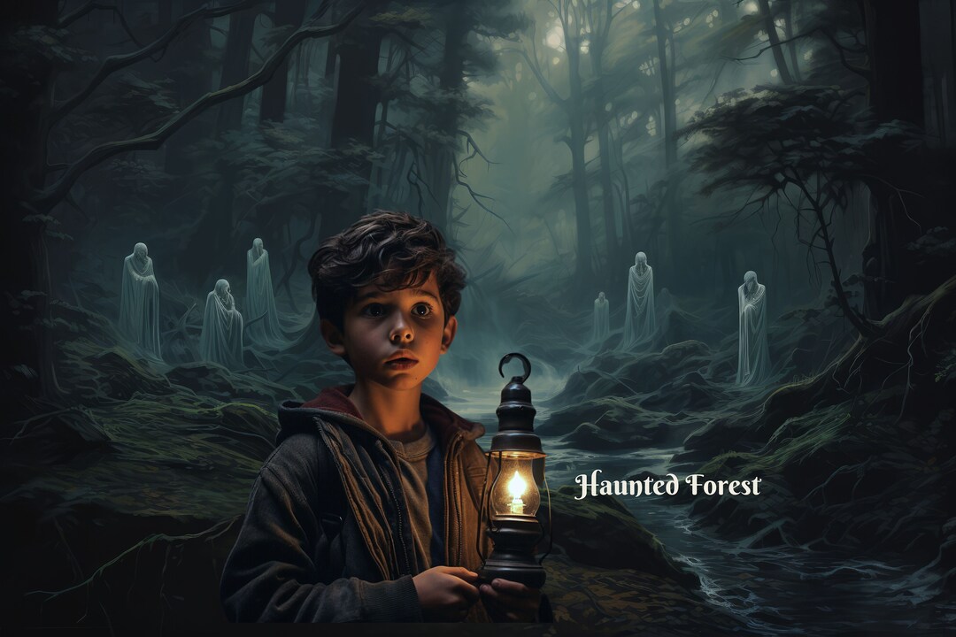 Haunted Forest Digital Backdrop Ghosts in the Forest Digital Background ...
