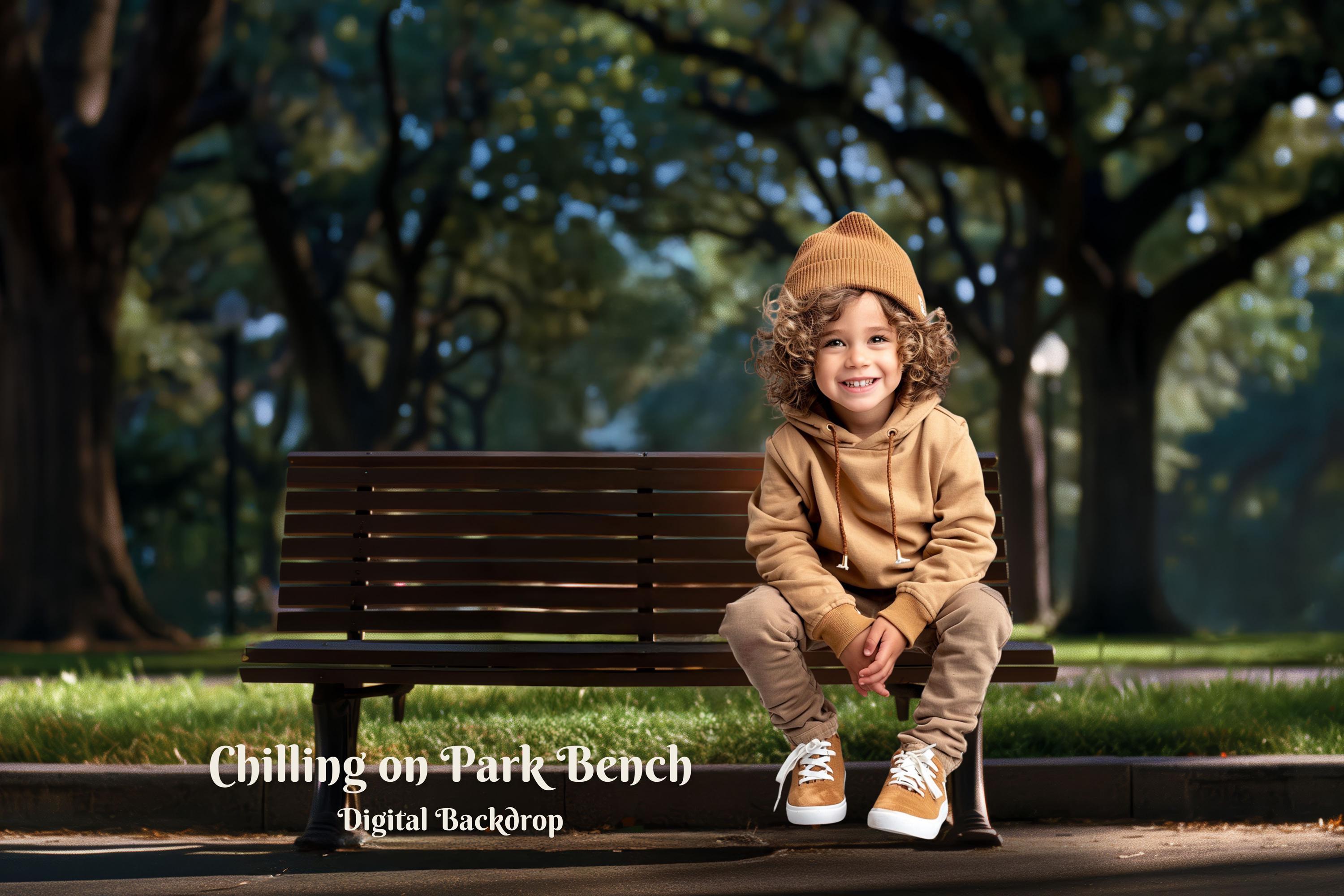 Chilling on Park Bench Digital Backdrop for Outdoor Joggers Composite ...