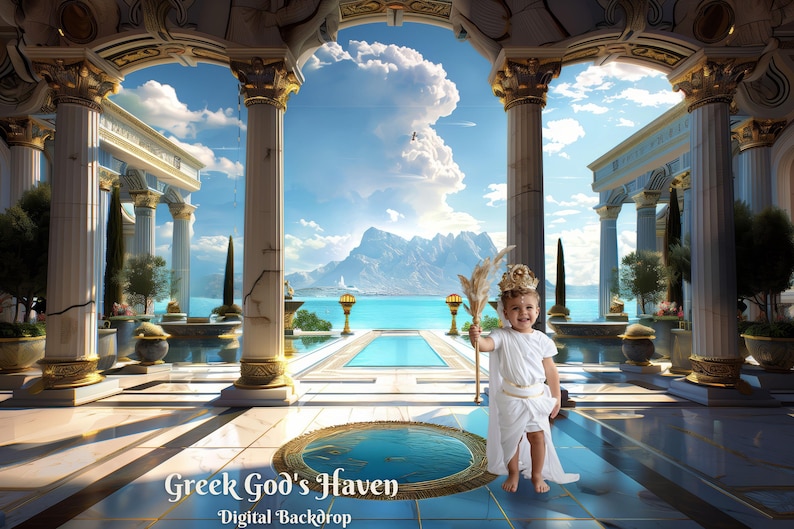 Greek God's Haven Digital Backdrop Mount Olympus Digital Background ...