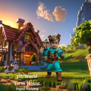 3D World Farm House Digital Backdrop for 3D Farm Animals Composite ...