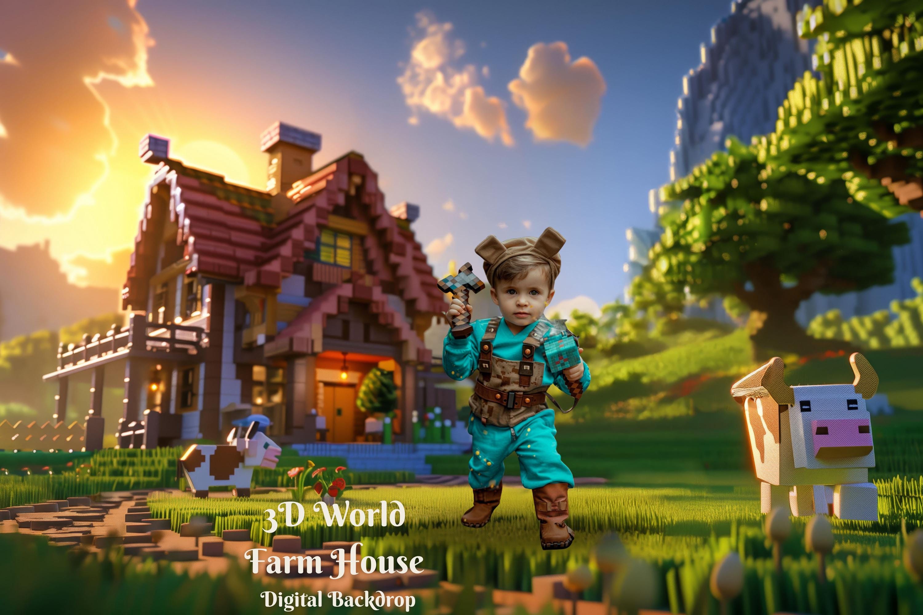 3D World Farm House Digital Backdrop for 3D Farm Animals Composite ...