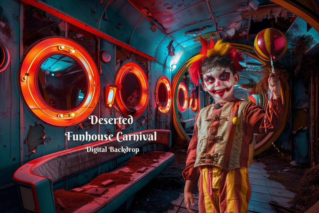 Deserted Funhouse Carnival Digital Backdrop Colorful Circus Photo ...