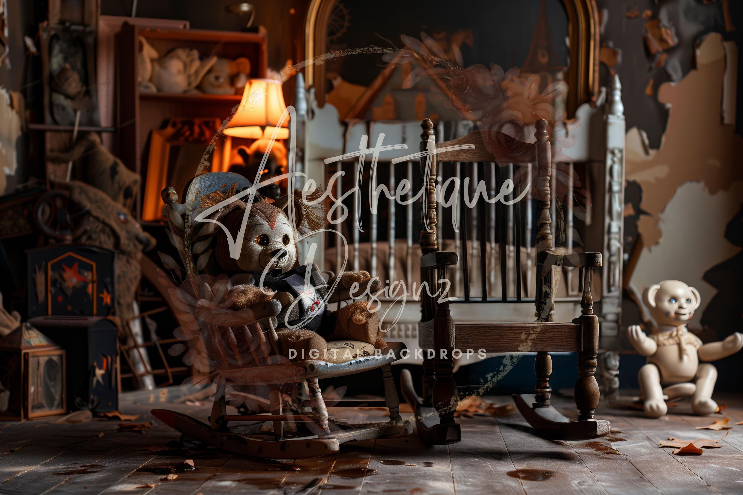Haunted Nursery Room Digital Backdrop Abandoned Baby Crib Photography ...