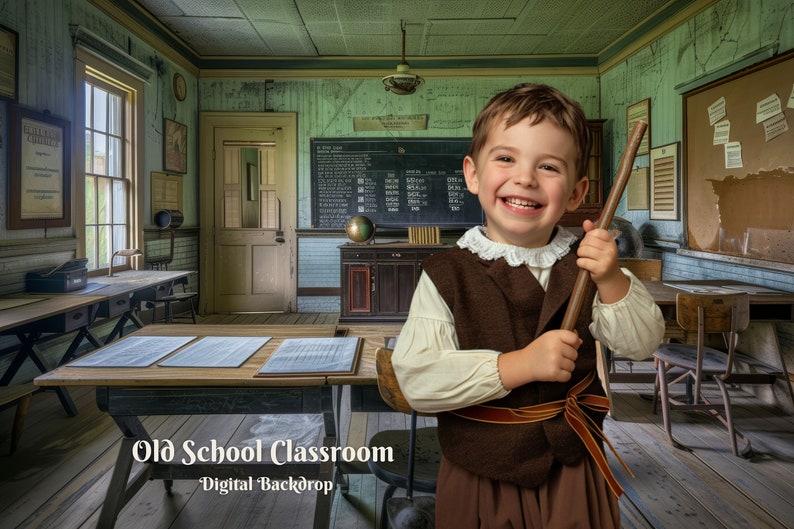 Old School Classroom Digital Backdrop Vintage Classroom Composite ...