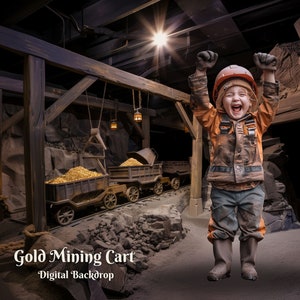Gold Mining Cart Digital Backdrop Gold Miner's Camp Digital Background Gold Fillings Digital ...