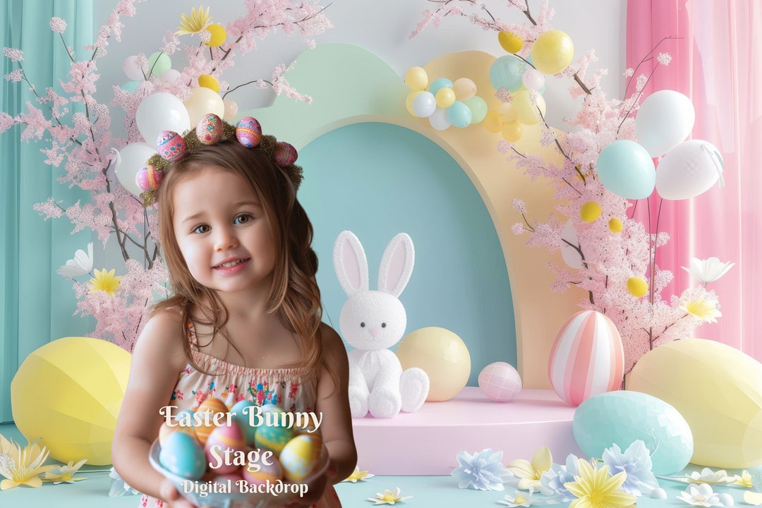 Easter Bunny Stage Digital Backdrop for Easter Egg Hunt Composite ...
