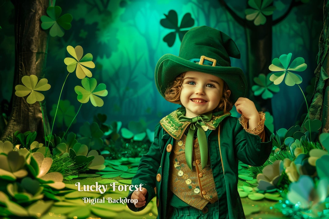 Lucky Forest Digital Backdrop St. Patrick's Day Digital Background Four ...