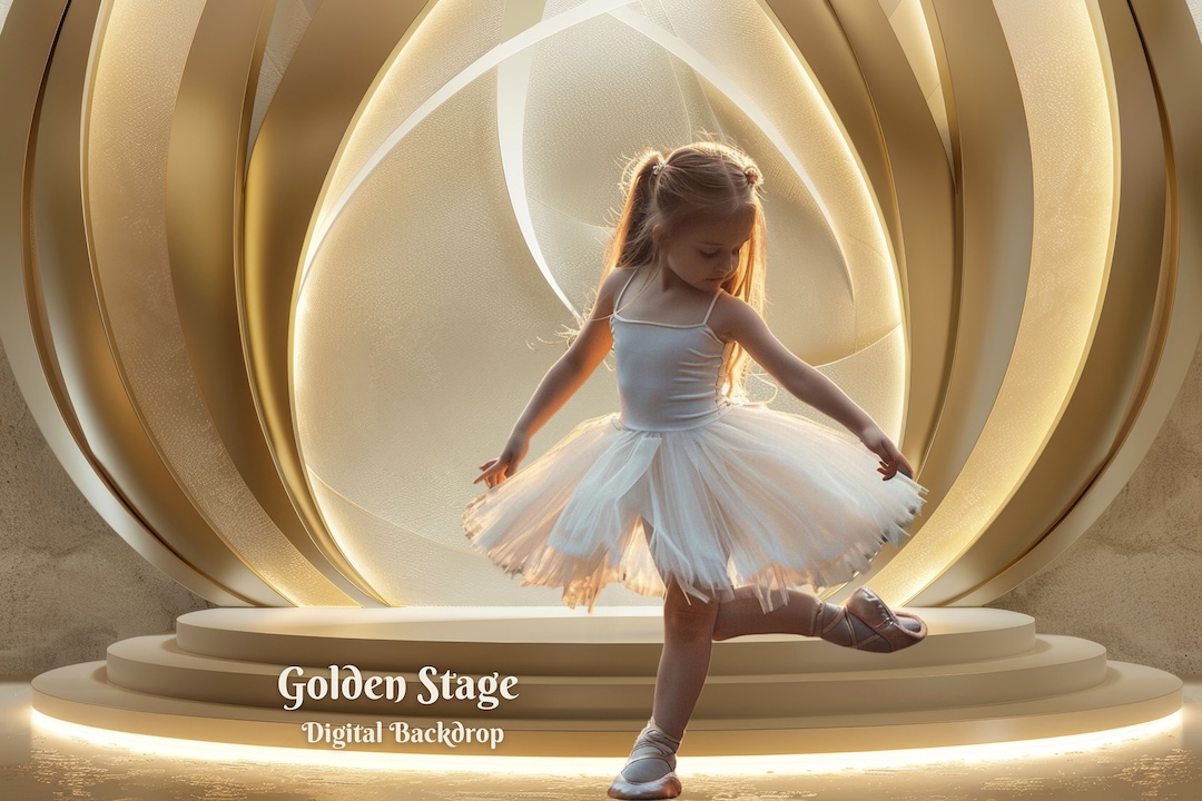 Golden Stage Digital Backdrop for Ballerina Stage Composite Images of ...