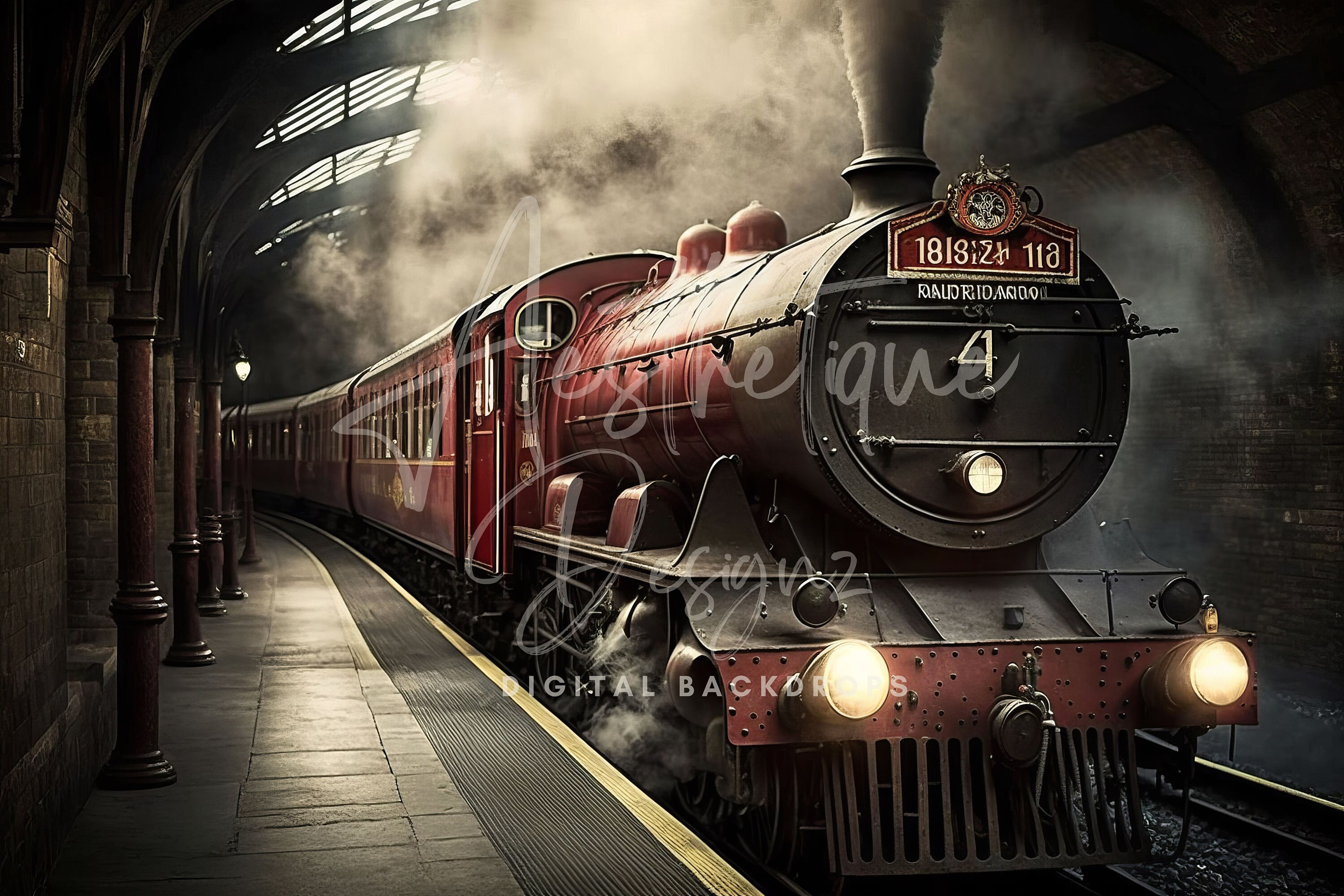 Train Station Digital Backdrop Train Platform Digital Background ...
