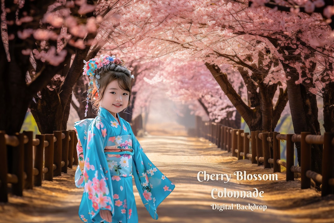 Cherry Blossom Colonnade Digital Backdrop for Japanese Forest Photo ...