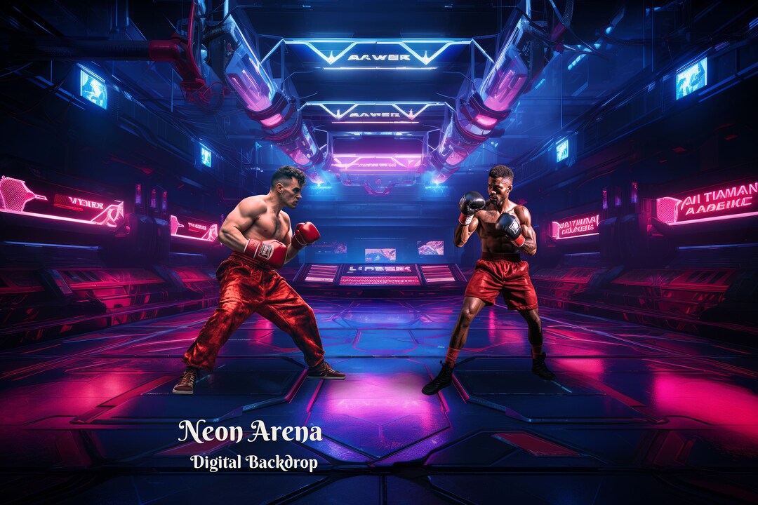 Neon Battle Arena Digital Backdrop for Street Boxers Composite Images ...