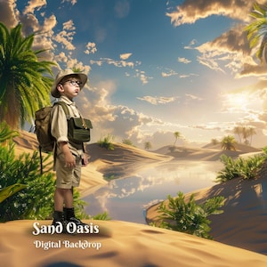 Sand Oasis Digital Backdrop Hot Desert Dunes Digital Background Water ...