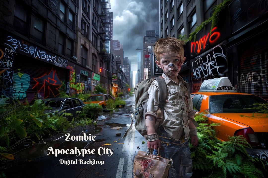 Zombie Apocalypse City Digital Backdrop for Abandoned City Composite ...