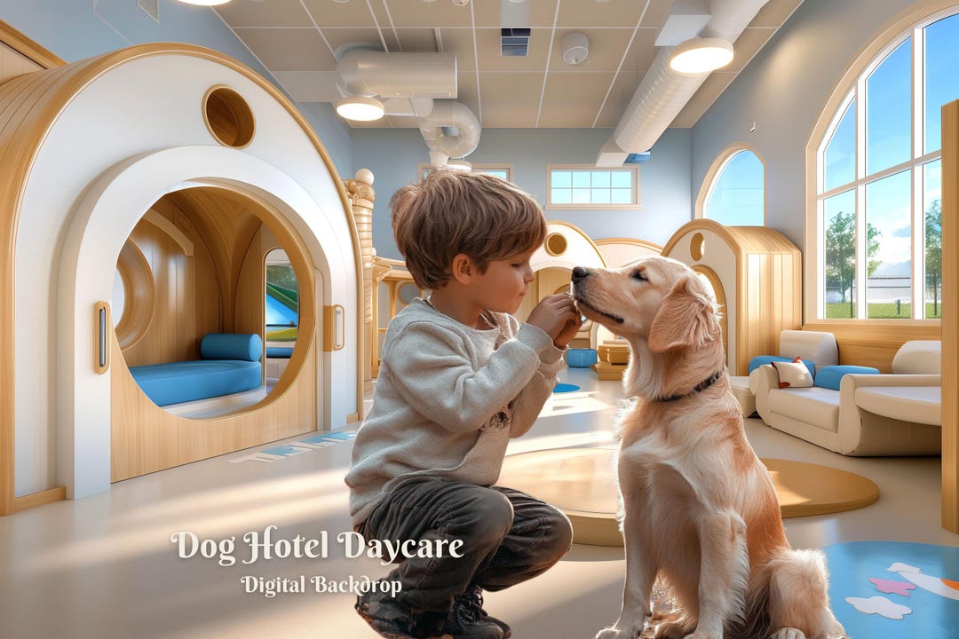 Dog Hotel Daycare Digital Backdrop Luxurious Kennel Composite ...