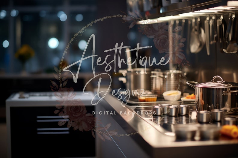 Commercial Kitchen Digital Backdrop Stainless Steel Digital Background ...