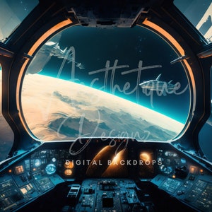 Spaceship Pilot Digital Backdrop Spaceship Cockpit Background Outer ...