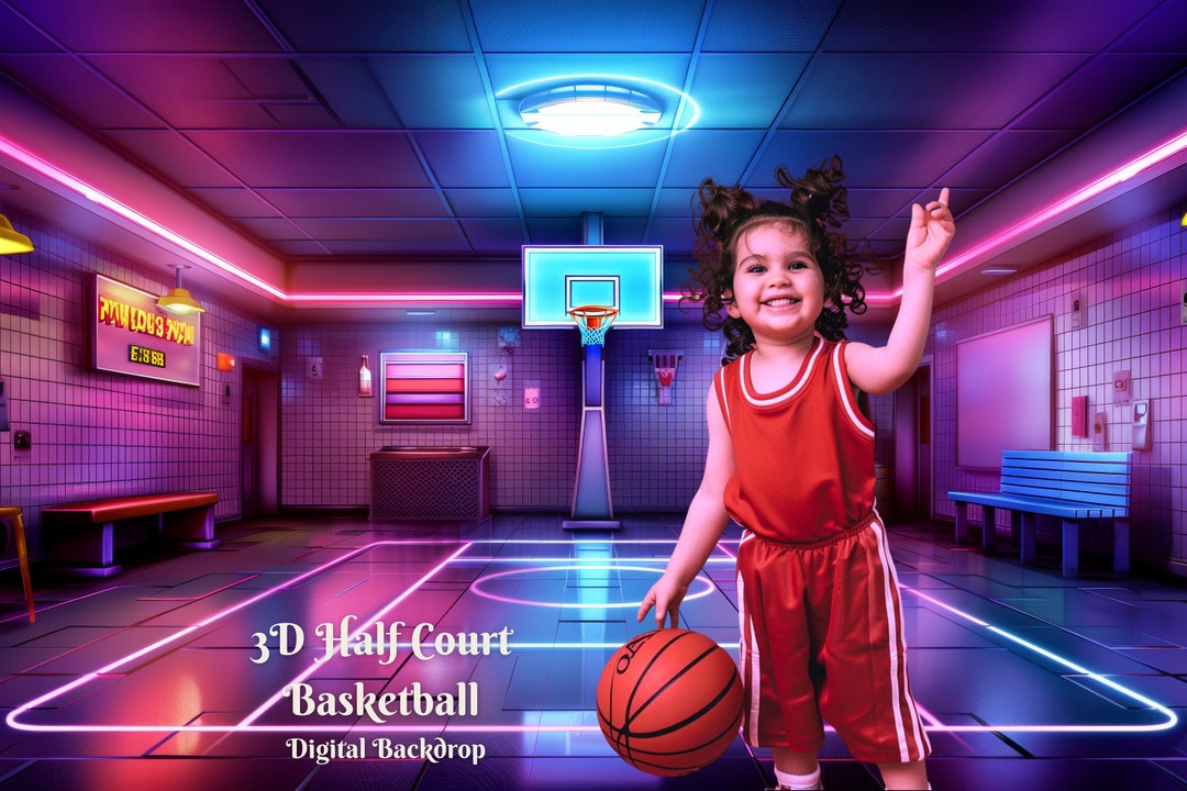 3D Half Court Basketball Digital Backdrop for Kid Future Baller ...
