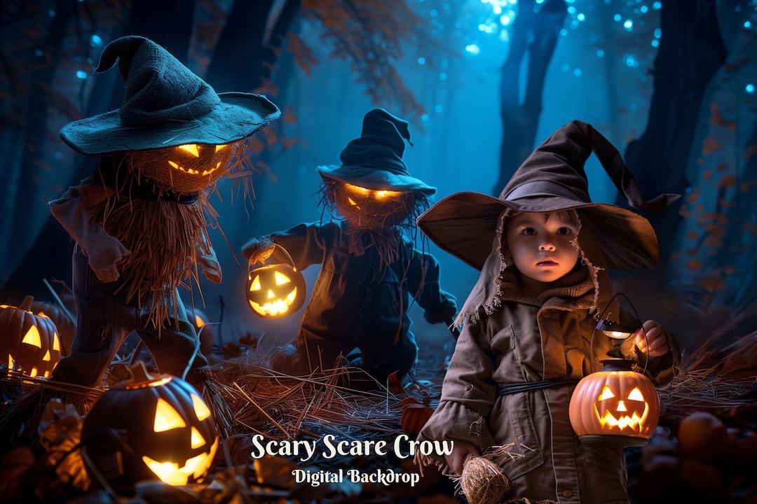 Scary Scare Crow Digital Backdrop Killer Scare Crow Digital Background ...
