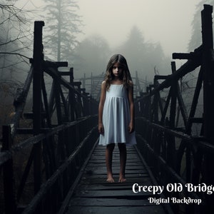 Creepy Old Bridge Digital Backdrop Spooky Photo Background Dark Broken ...