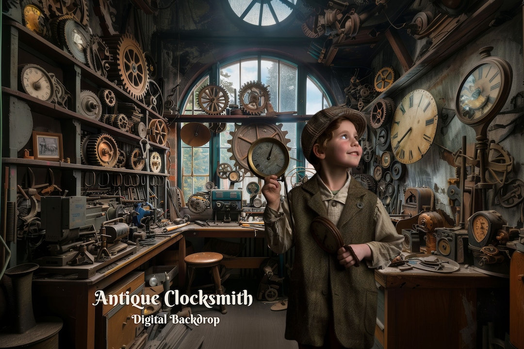 Antique Clock Smith Workshop Digital Backdrop Classic Horologist ...