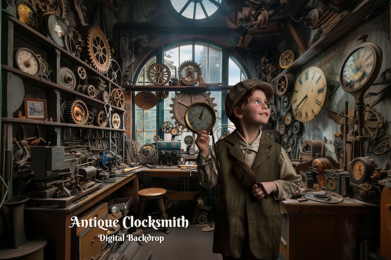 Antique Clock Smith Workshop Digital Backdrop Classic Horologist ...