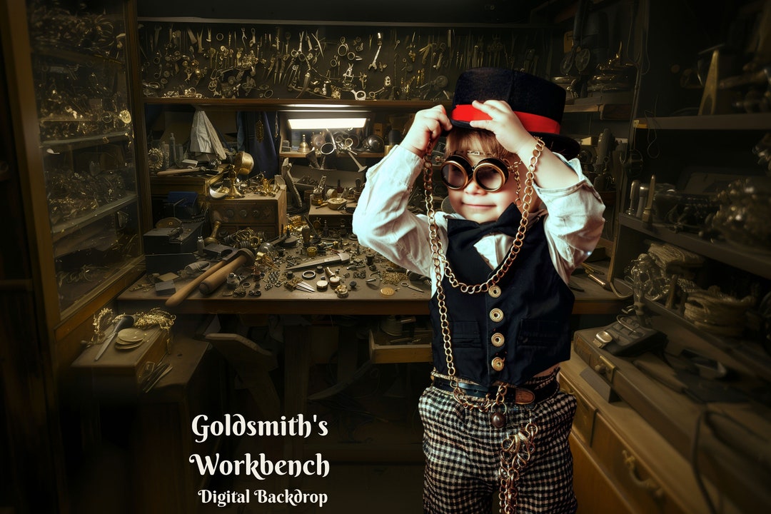 Goldsmith's Workbench Digital Backdrop Vintage Jewelry Workshop ...