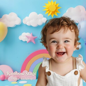 Rainbow Stage Digital Backdrop Kid's Playground Photo Background for ...