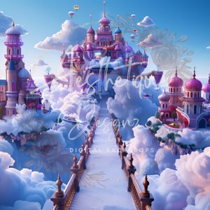 Aerial Cloud Castle Digital Backdrop Floating Castle in the Sky ...