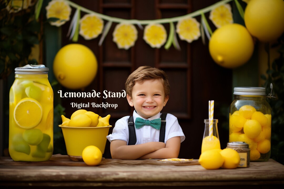 Lemonade Stand Digital Backdrop Lemon Juice Digital Background For